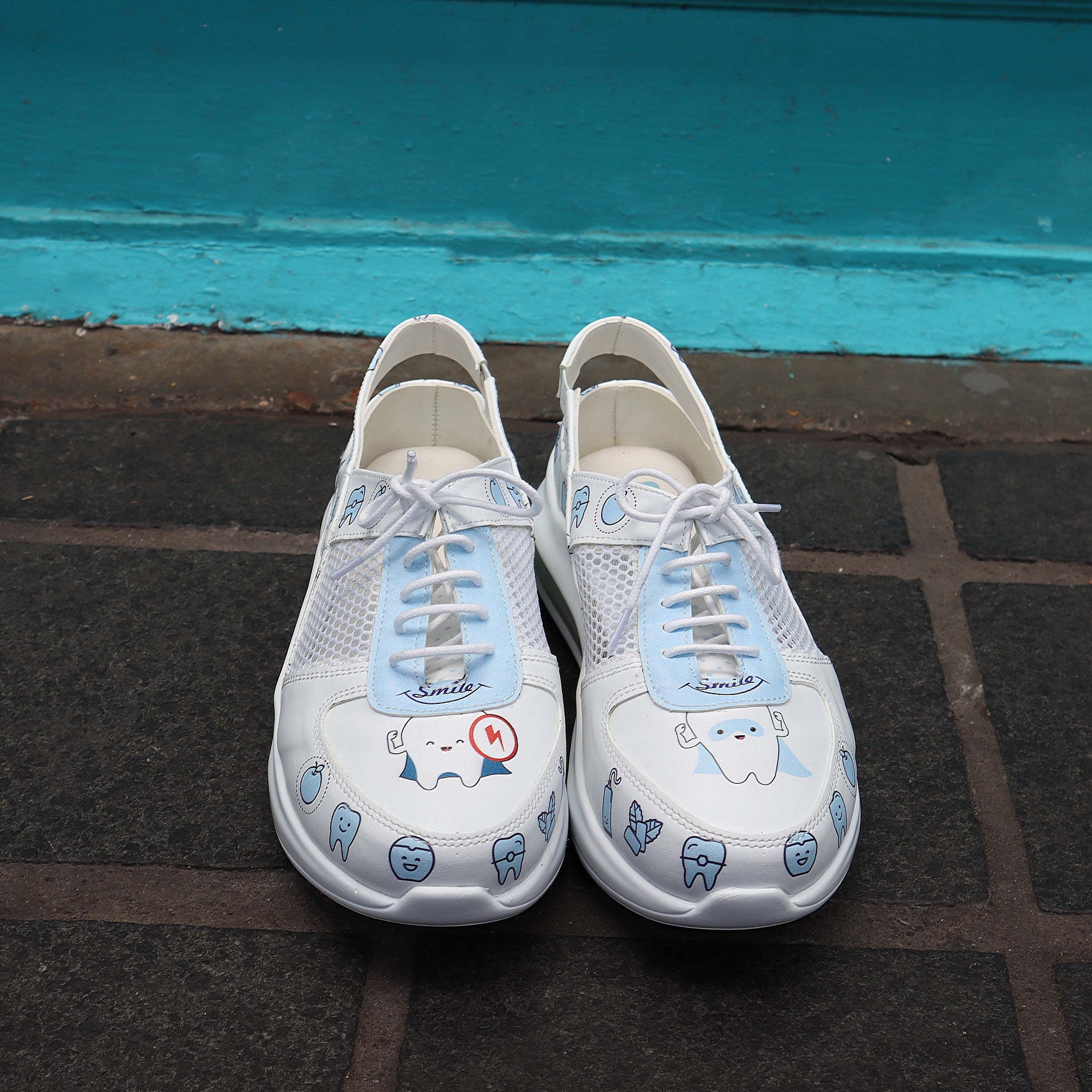 Handmade Dentist Print Leather Sneaker Clogs | Non-slip Orthopedic ...