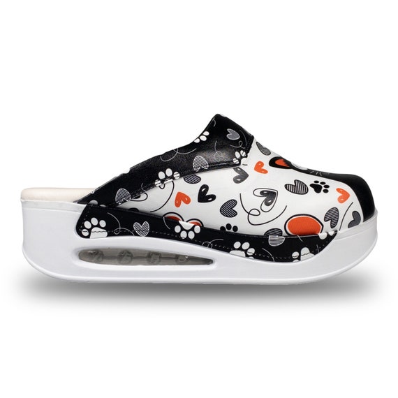 Black Cat Leather Clogs Slippers Mules Nursing Clogs White - Etsy UK