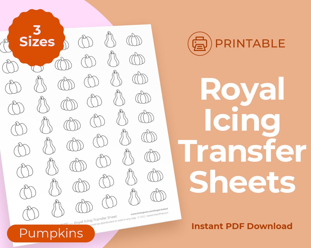 Pumpkins - Printable Royal Icing Transfer Template Sheet for Cookie ...