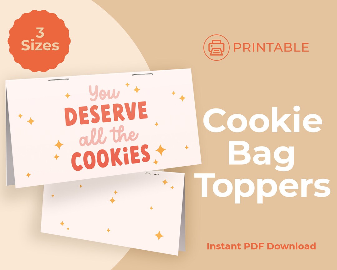 Printable 3", 4" and 5" Bag Toppers, Instant Download, Cookie Bag ...