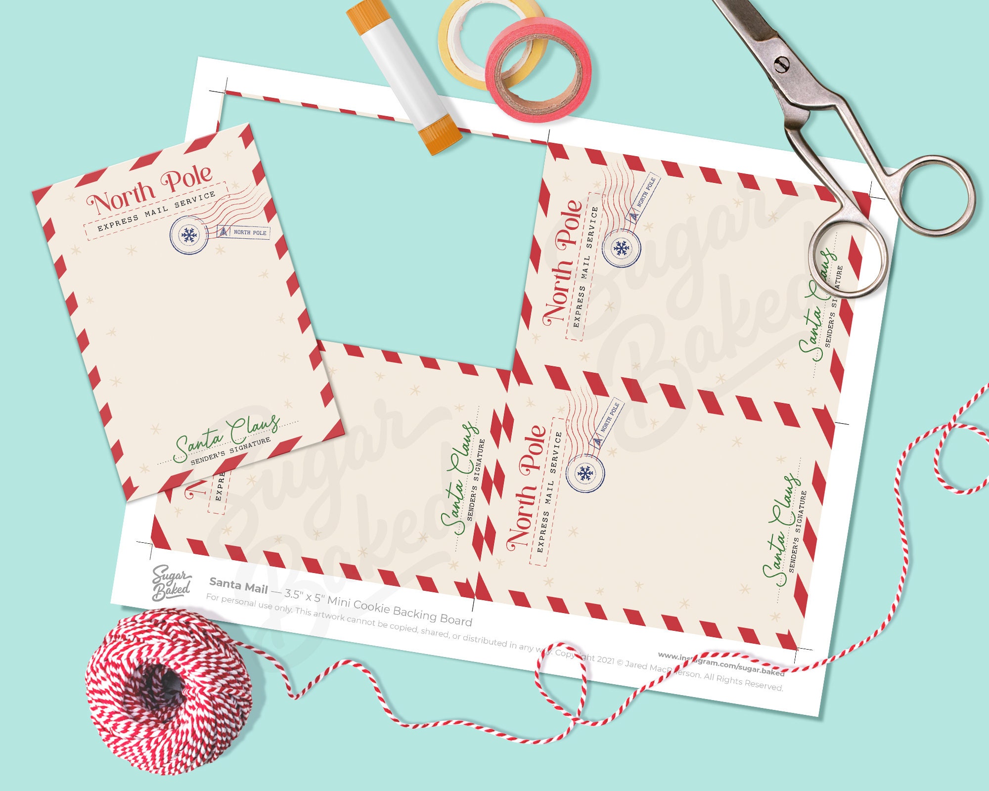 Printable 3.5x5 Inch Cookie Card, Christmas, Mini Cookie Backing ...