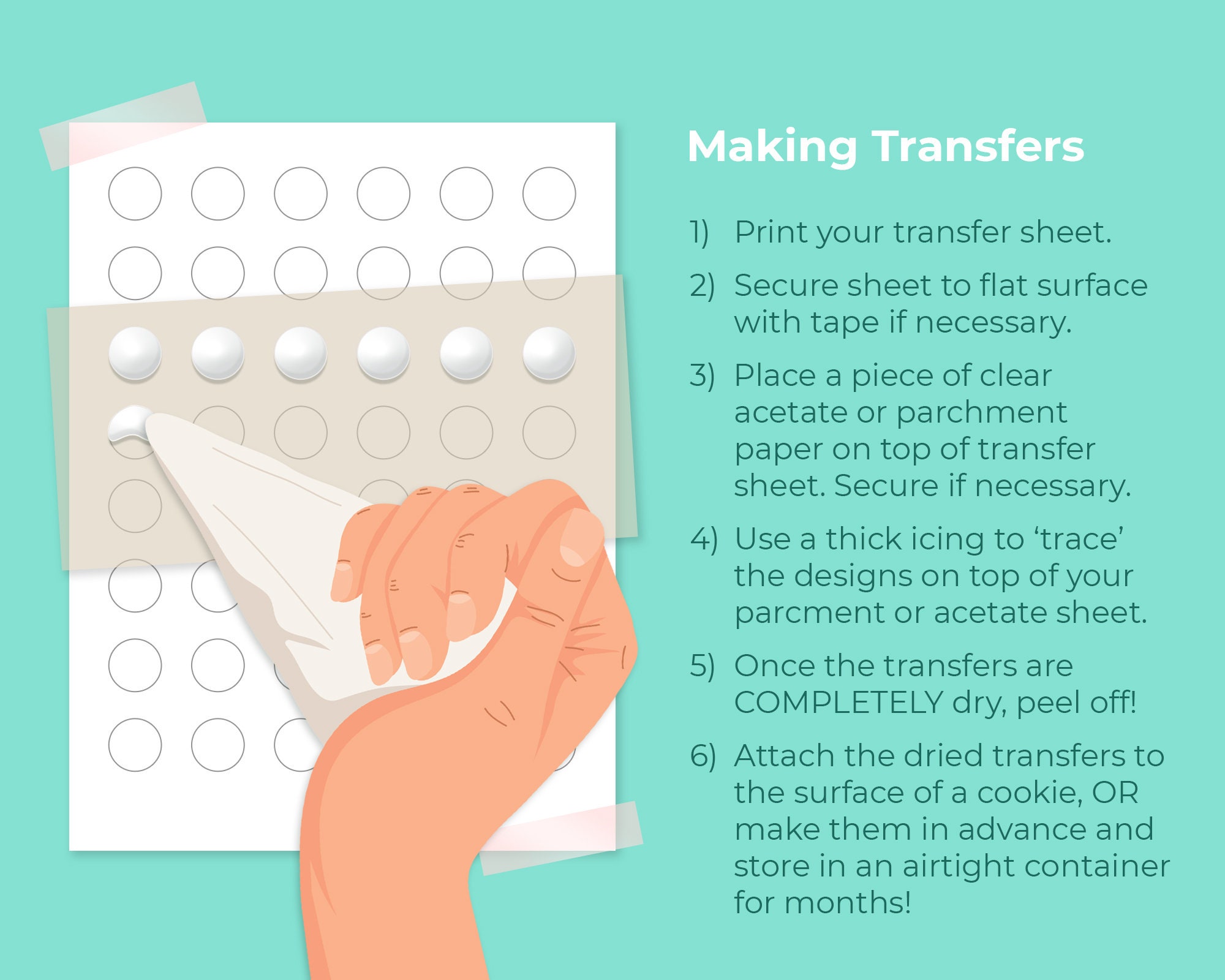 Ice Cream - Printable Royal Icing Transfer Template Sheet for Cookie ...