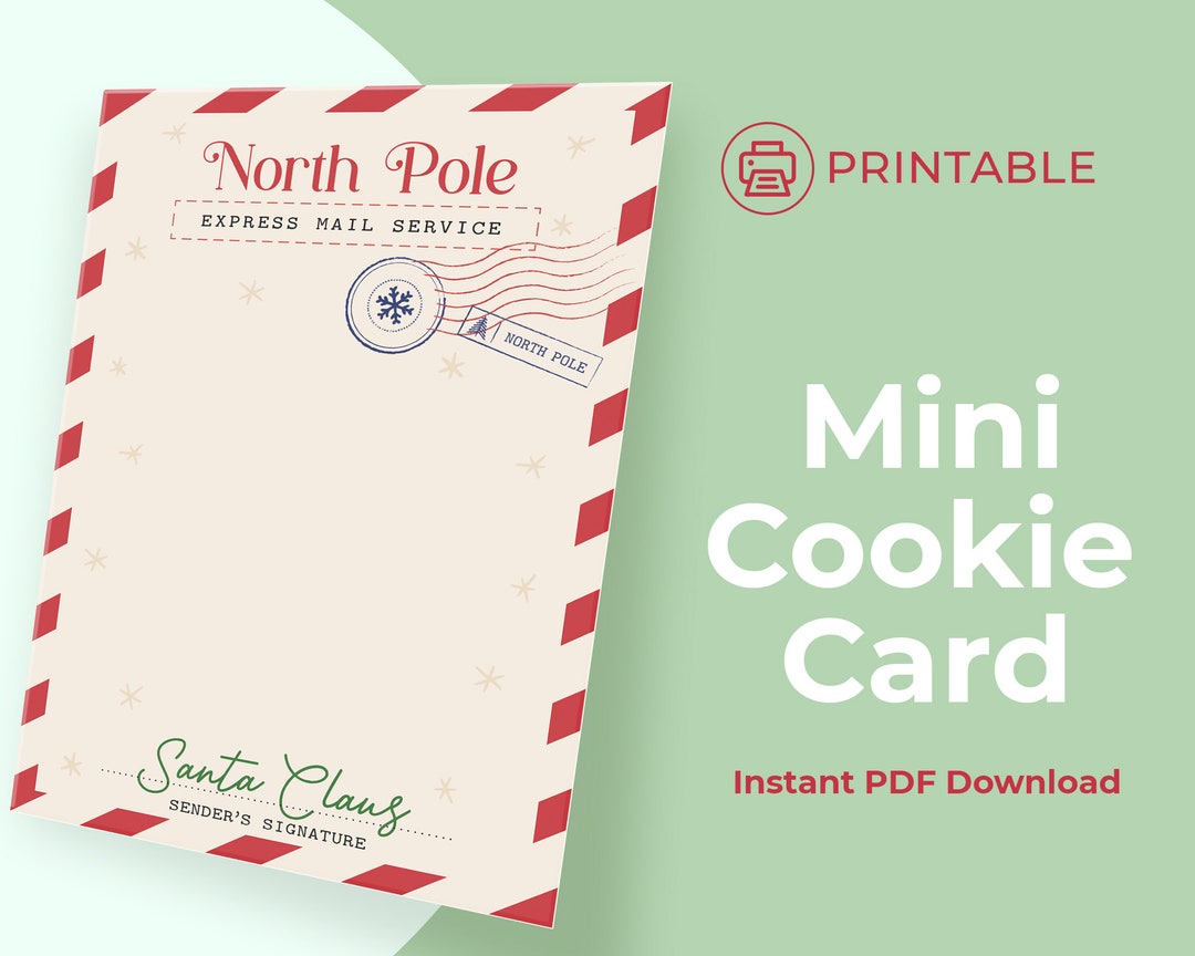 Printable 3.5x5 Inch Cookie Card, Christmas, Mini Cookie Backing ...