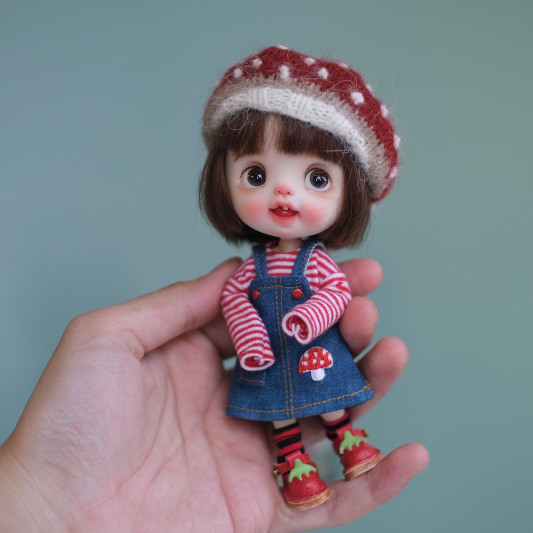 OB11 Clothes, OB11 Mushroom Set, Obitsu 11 Clothes, 1/12 BJD Clothes, OB11 Hat, Obitsu 11 Red ...