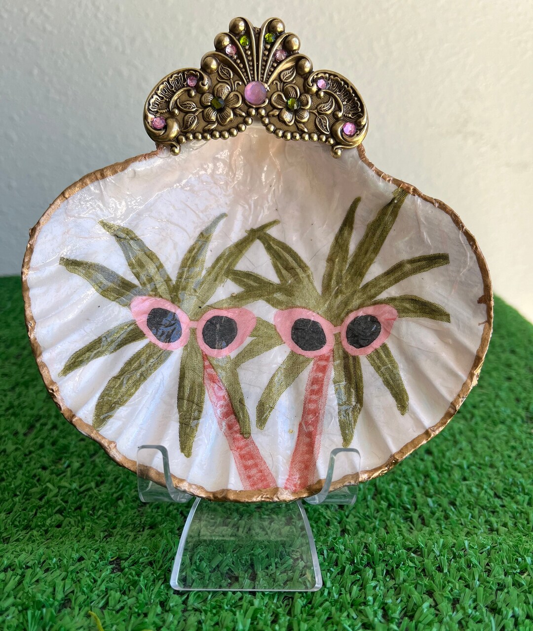 Clam Shell Decoupage, Clam Decoupage Shell | Clam Shell Dish | Jewelry ...
