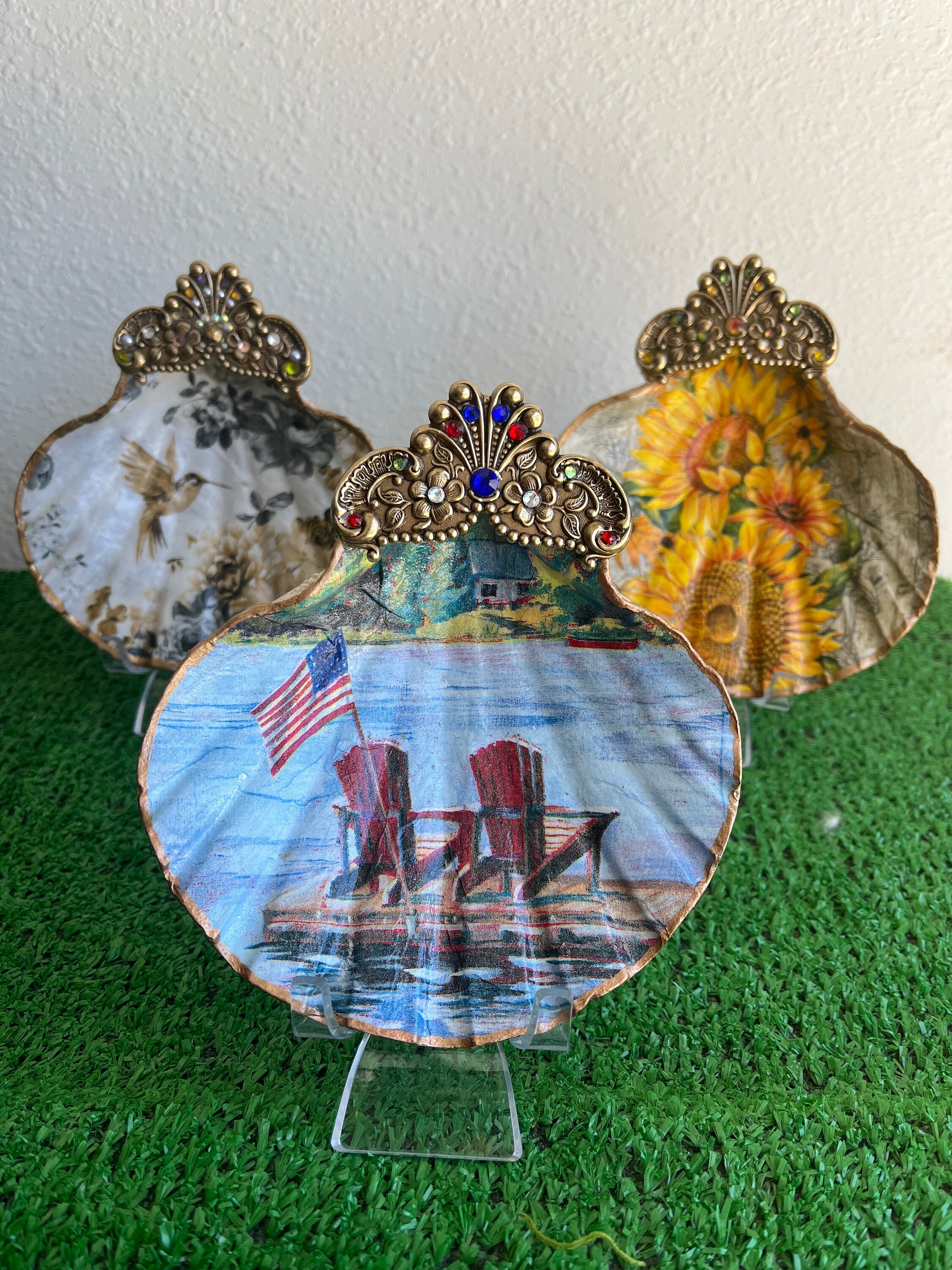 Clam Shell Decoupage, Clam Decoupage Shell | Clam Shell Dish | Jewelry ...