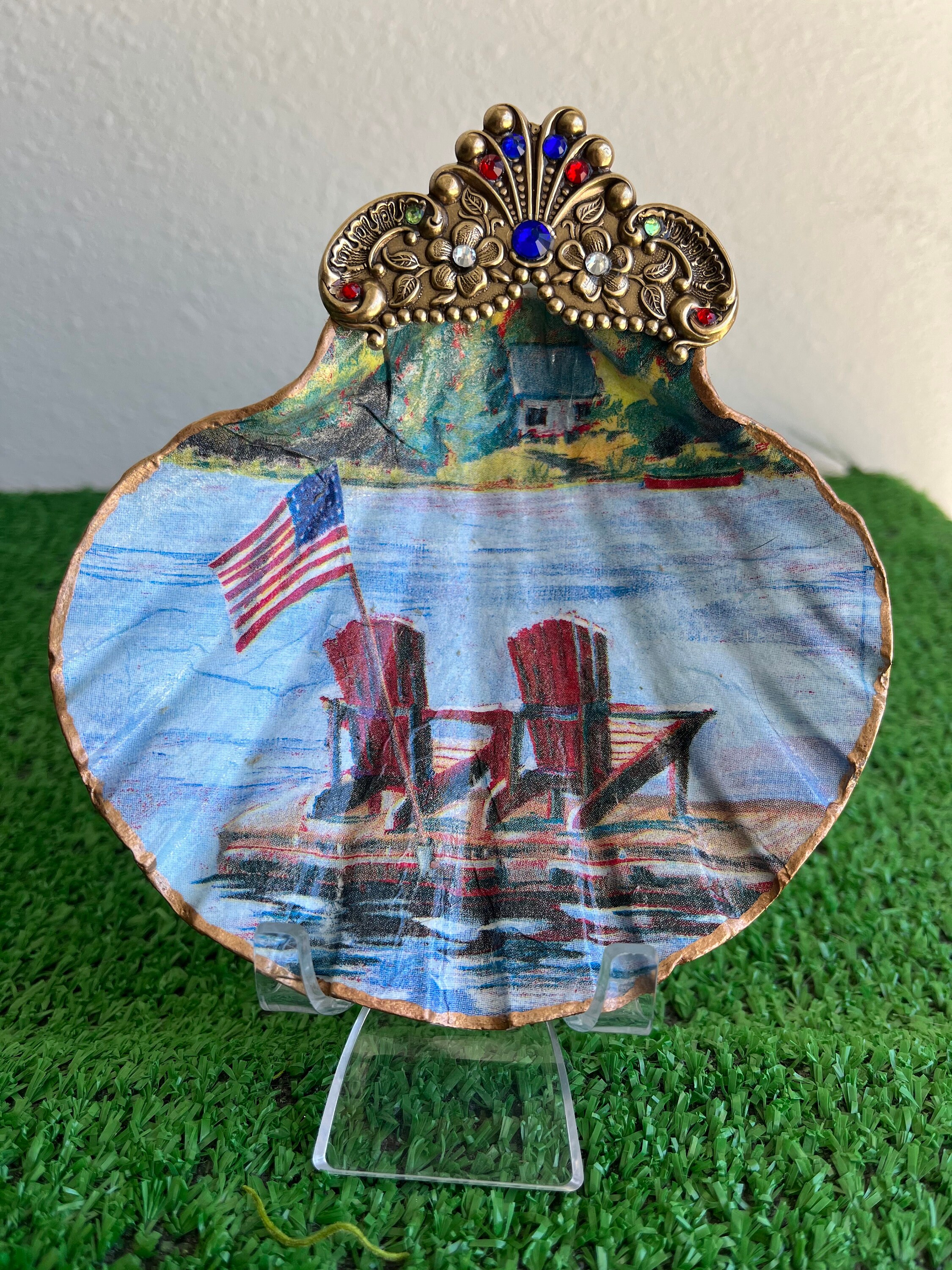 Clam Shell Decoupage, Clam Decoupage Shell | Clam Shell Dish | Jewelry ...