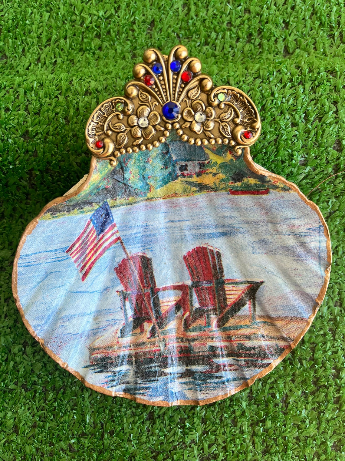 Clam Shell Decoupage, Clam Decoupage Shell | Clam Shell Dish | Jewelry ...