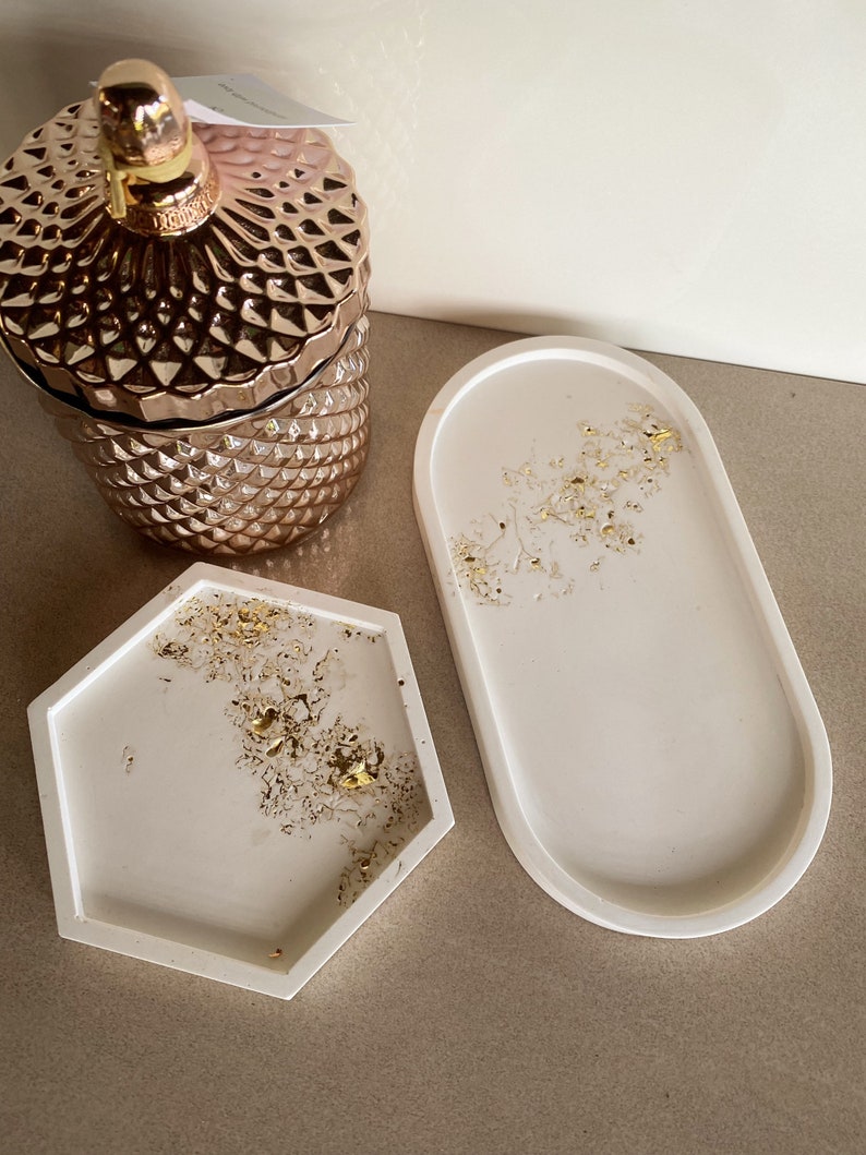 Oval Tray Hexagonal Dish Quartz Trinket Dish Candle Tray Home Decor ...