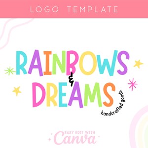 Editable Rainbow Colorful Logo Canva Template - DIY Small Business Logo ...