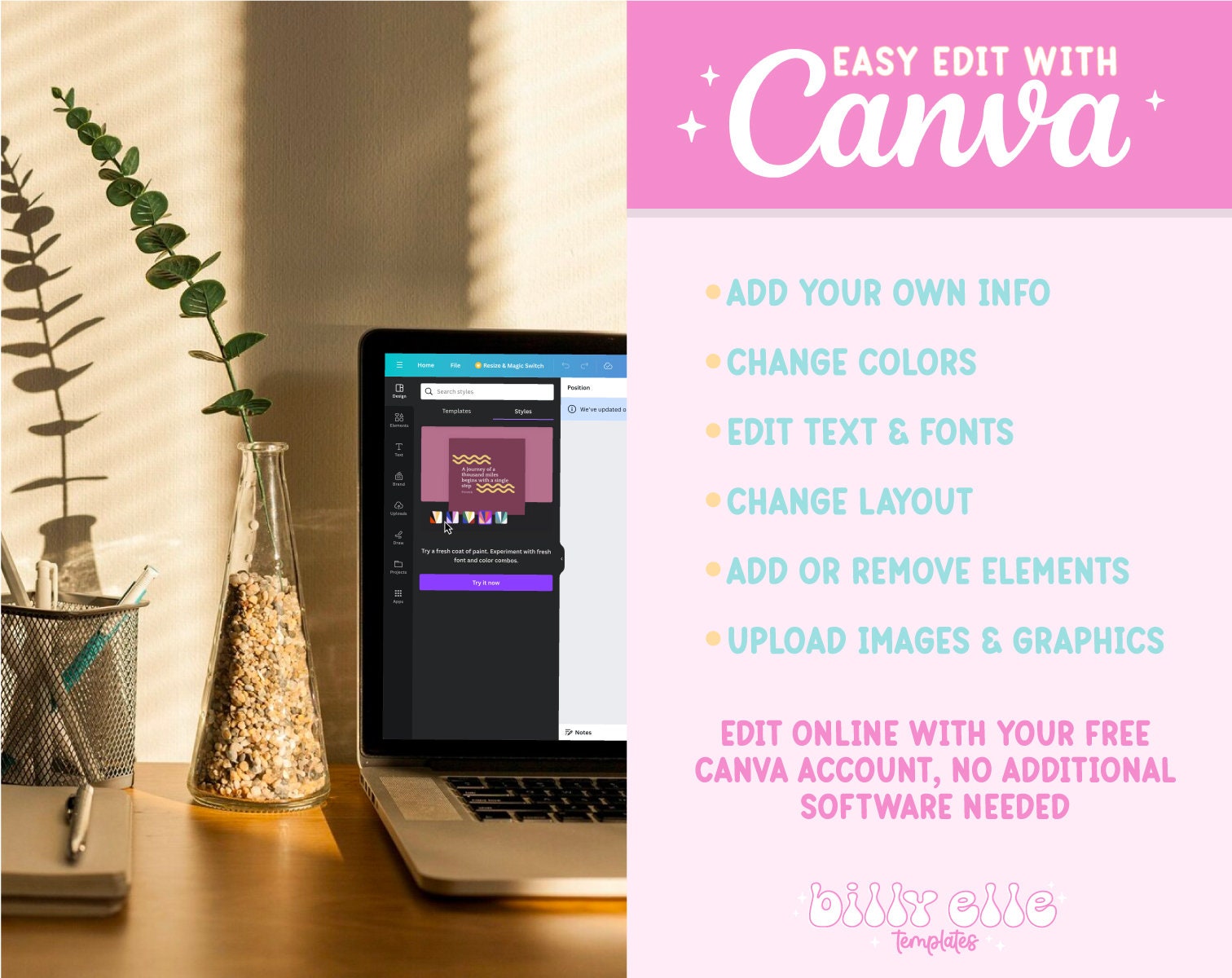 Editable Pastel Rainbow Logo Canva Template - DIY Small Business Logo ...
