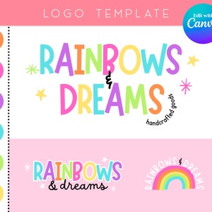 Editable Rainbow Colorful Logo Canva Template - DIY Small Business Logo ...