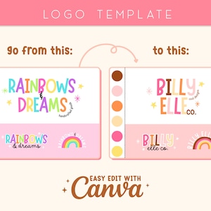 Editable Rainbow Colorful Logo Canva Template - DIY Small Business Logo ...