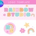 Editable Pastel Rainbow Logo Canva Template - DIY Small Business Logo ...