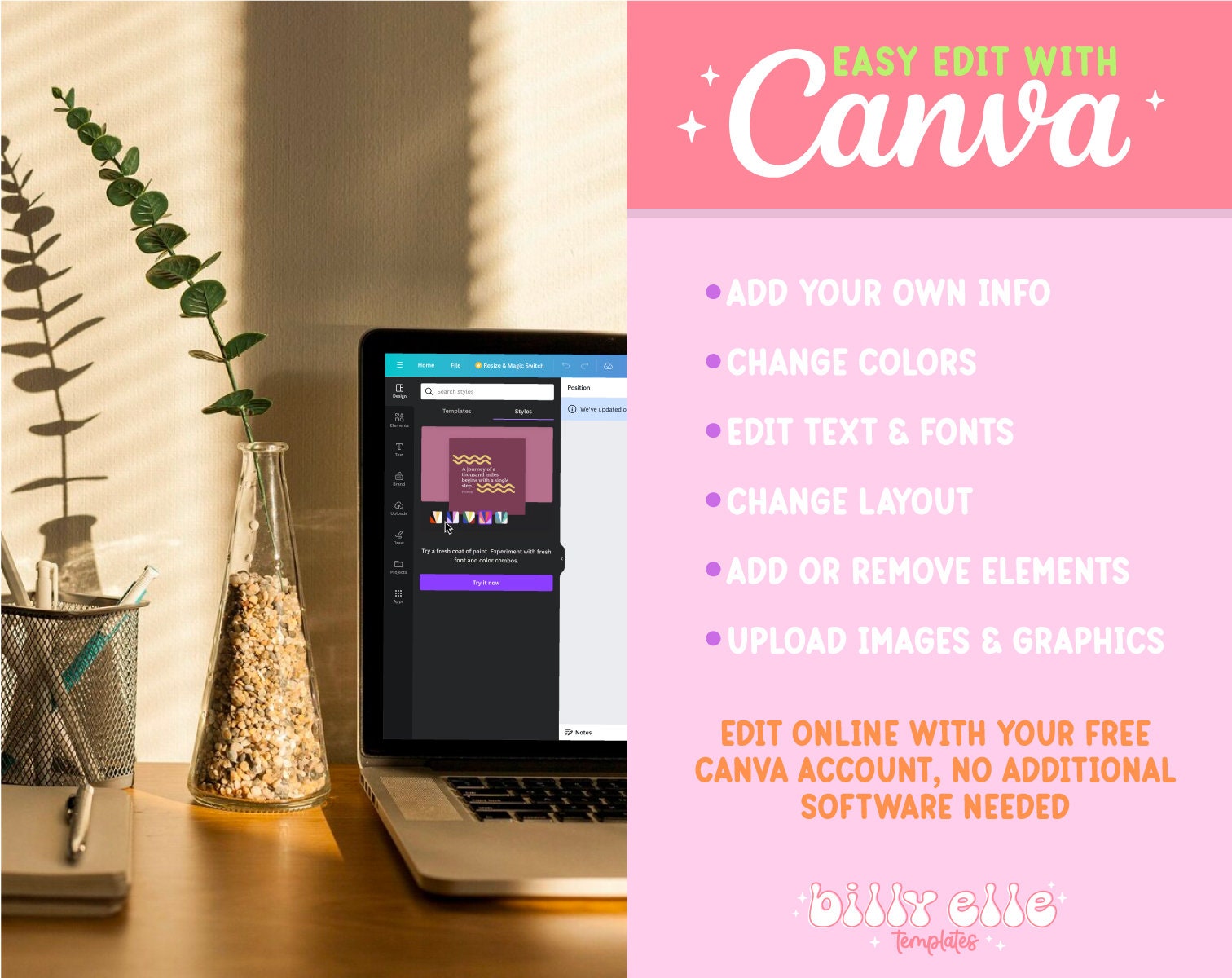 Editable Rainbow Colorful Logo Canva Template DIY Small Business Logo ...