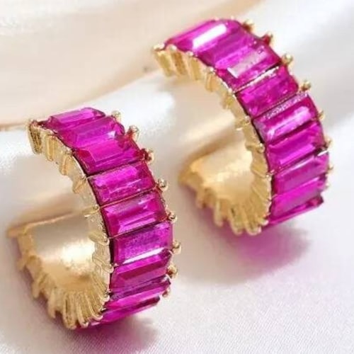 Clear Hot Pink Hoop Earrings Clear Earrings Hot Pink - Etsy