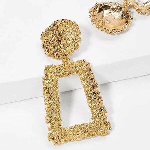 Geometric Gold Rectangle Earrings Gold Earrings Rectangle - Etsy