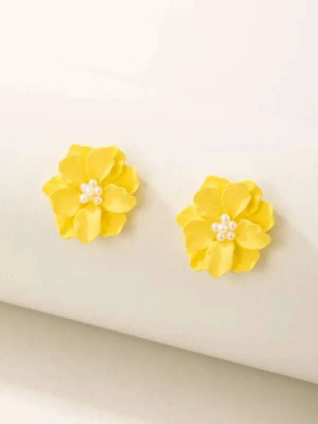 Stud Yellow Flower Earrings - Etsy