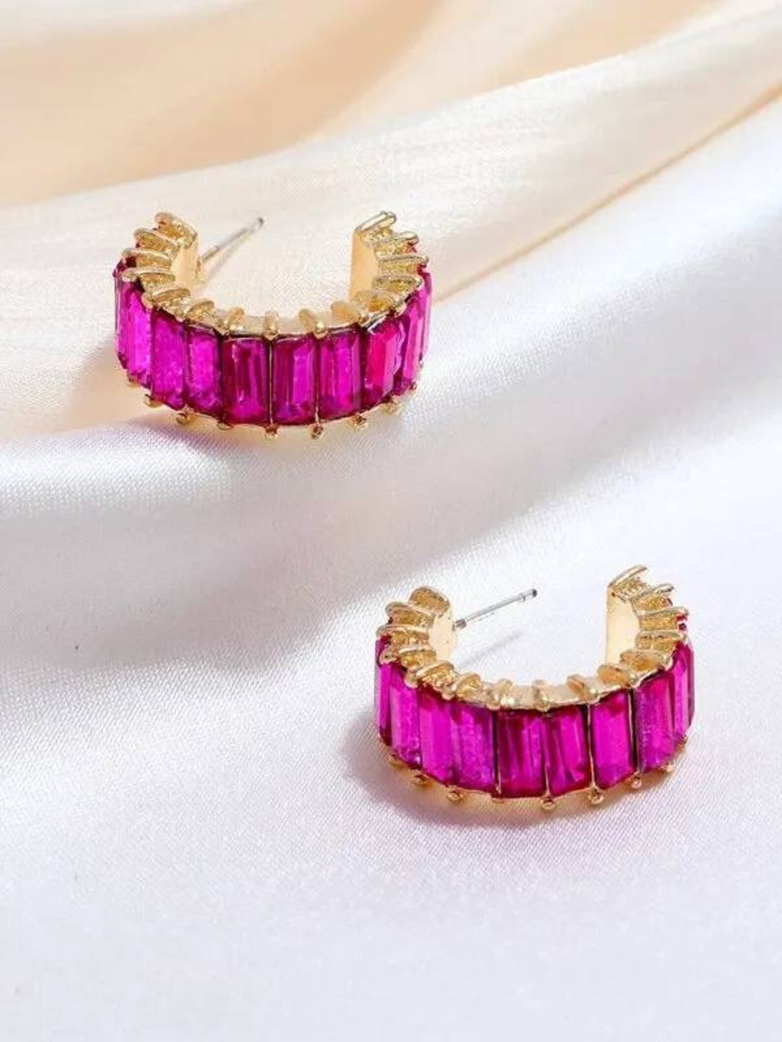 Clear Hot Pink Hoop Earrings Clear Earrings Hot Pink | Etsy