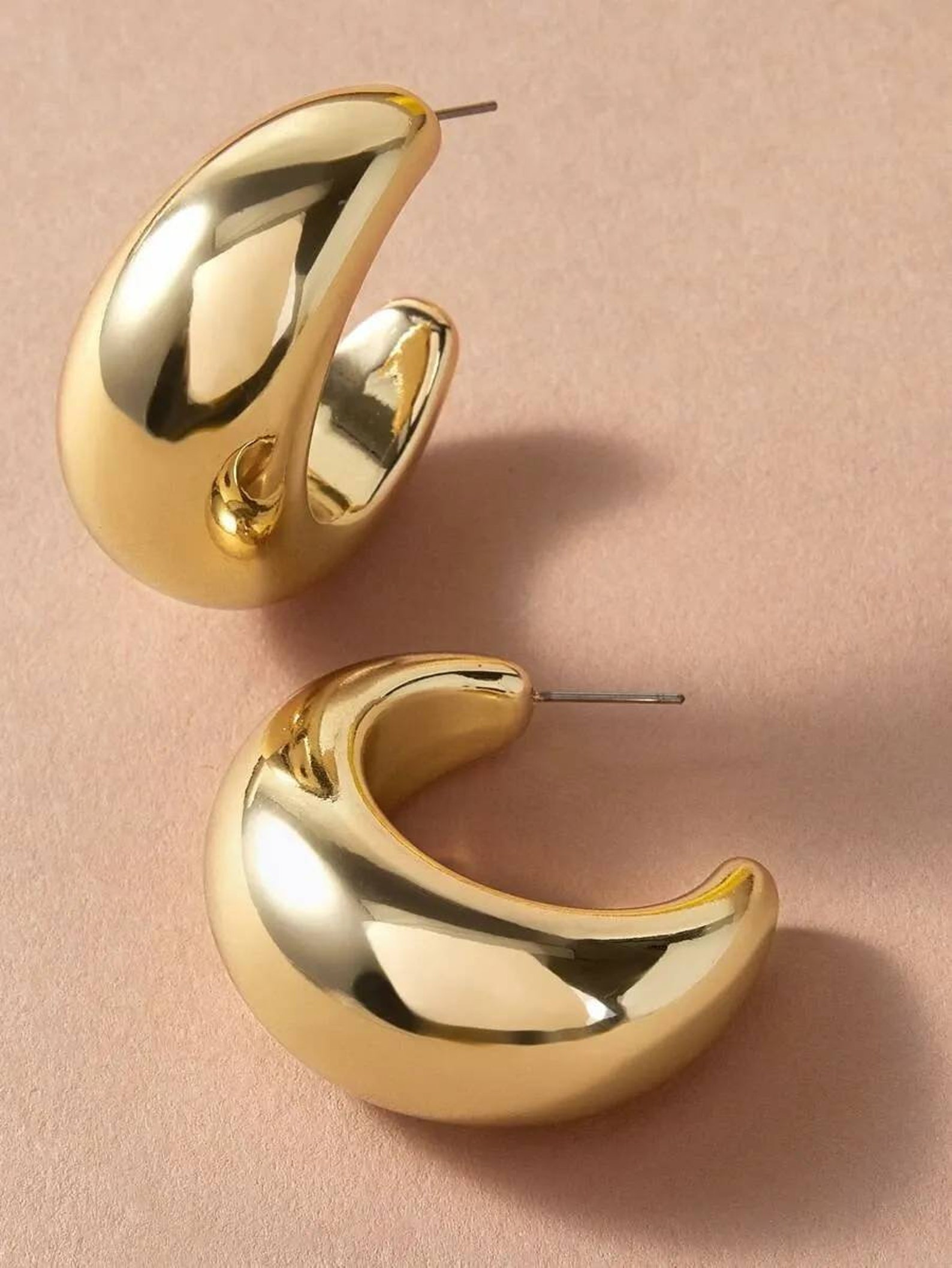 Chunky Thick Gold Hoop Earrings Big Round Hoop Thick Gold - Etsy