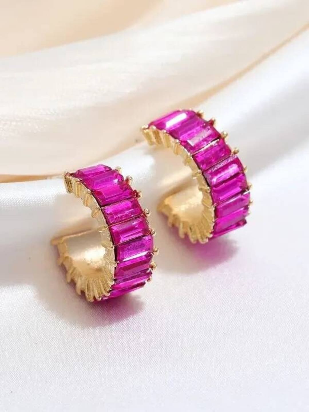 Clear Hot Pink Hoop Earrings Clear Earrings Hot Pink - Etsy