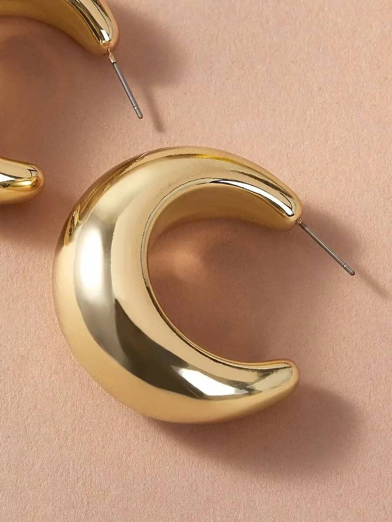 Chunky Thick Gold Hoop Earrings Big Round Hoop Thick Gold - Etsy