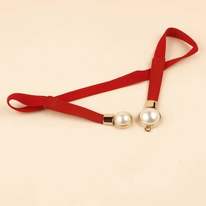 Skinny Red Pearl Stretch Belts, Red Stretch Belts, Pearl Stretch Belts ...