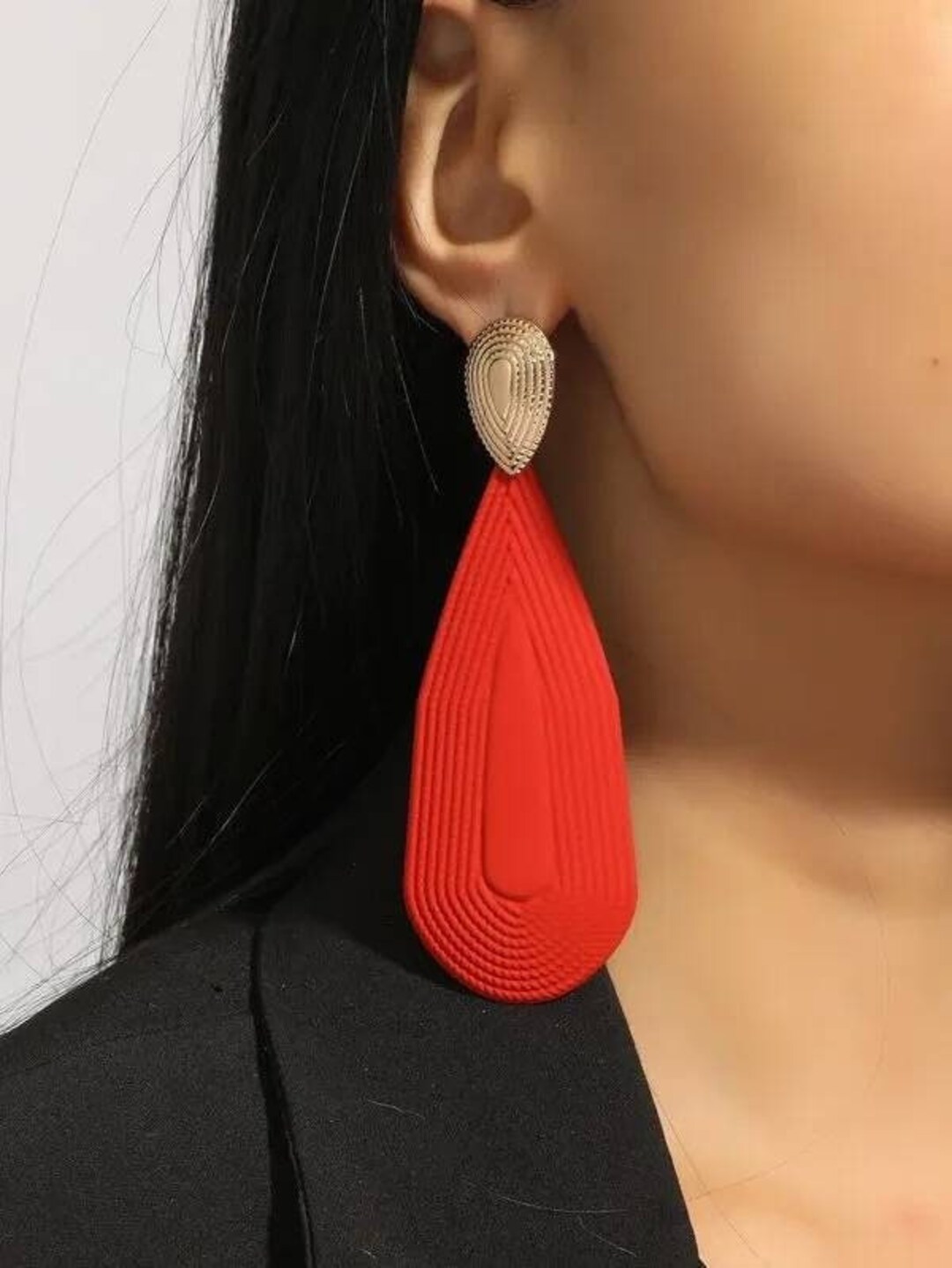 Red Teardrop Earrings, Red Waterdrop Earrings, Large Drop Earrings, Red ...