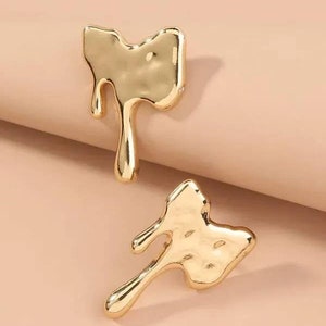 Alloy Gold Irregular Stud Earrings, Gold Earrings, Alloy Earrings ...