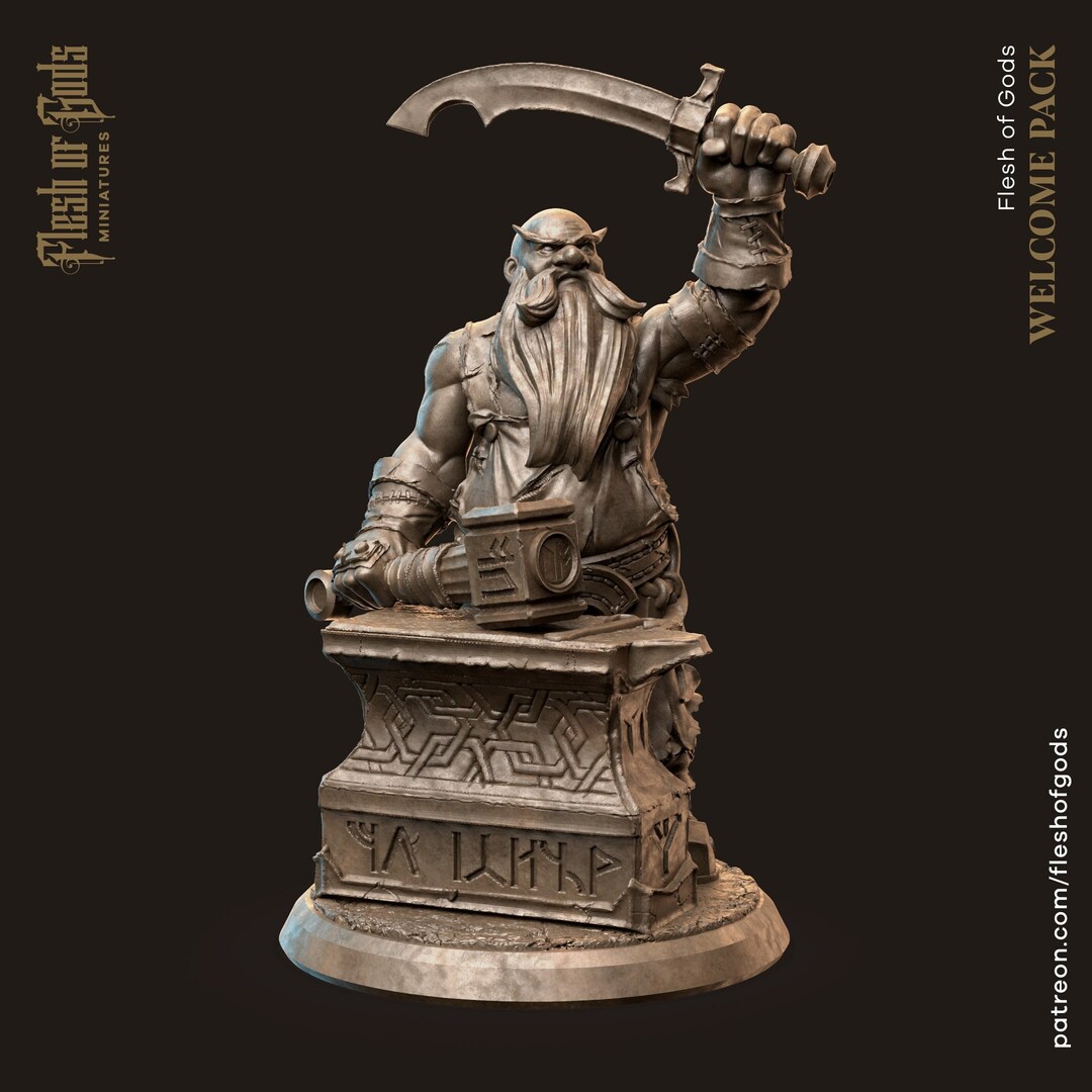 Dwarven Weapon Forger Hero NPC Miniature by Flesh of Gods Dungeons and ...