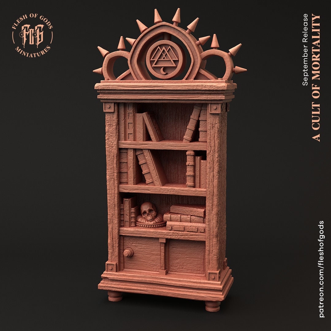 Bookshelf Terrain Miniature by Flesh of Gods Dungeons and Dragons Role ...