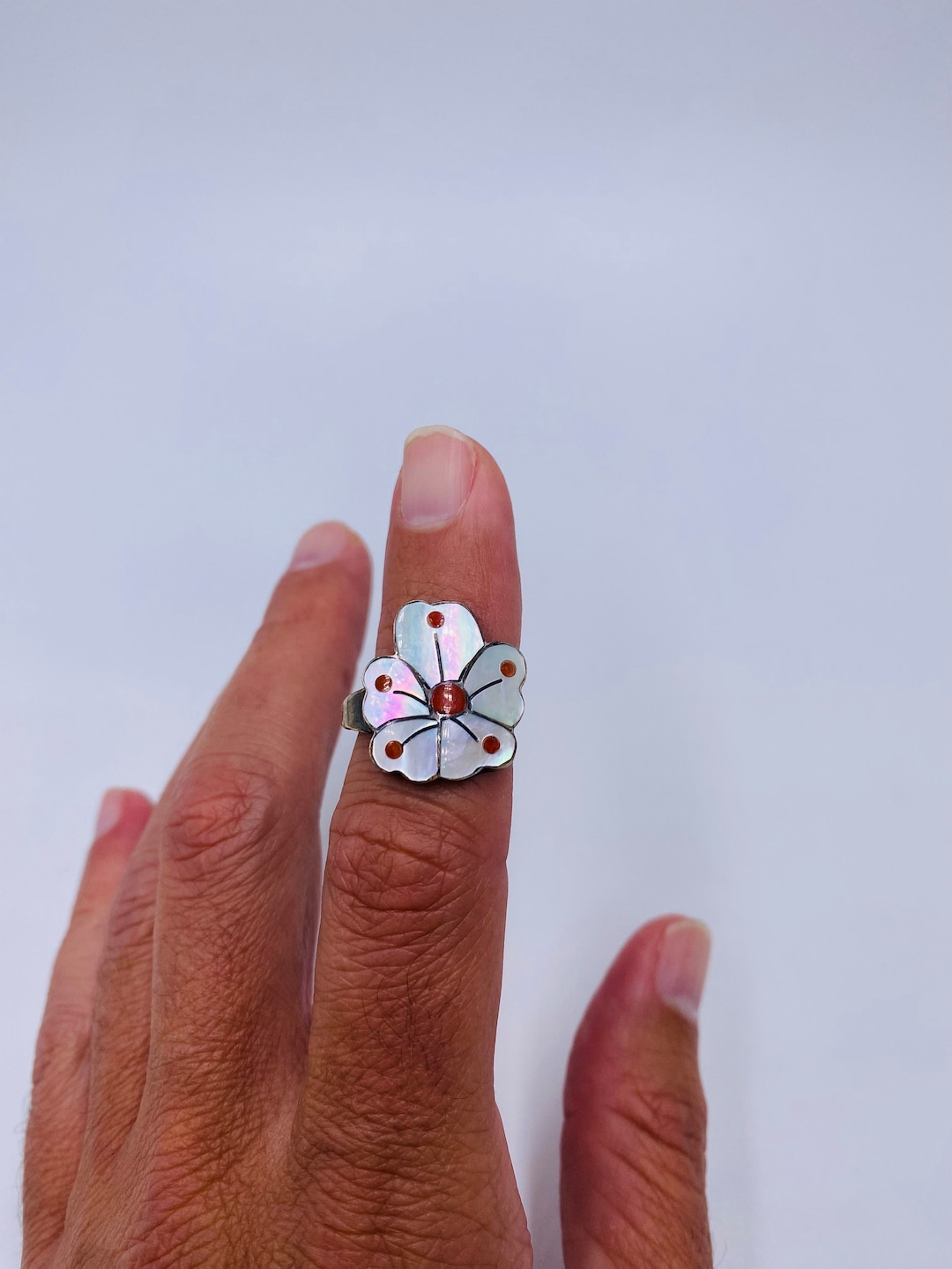 Rare Inlay Zuni Flower Ring - Etsy