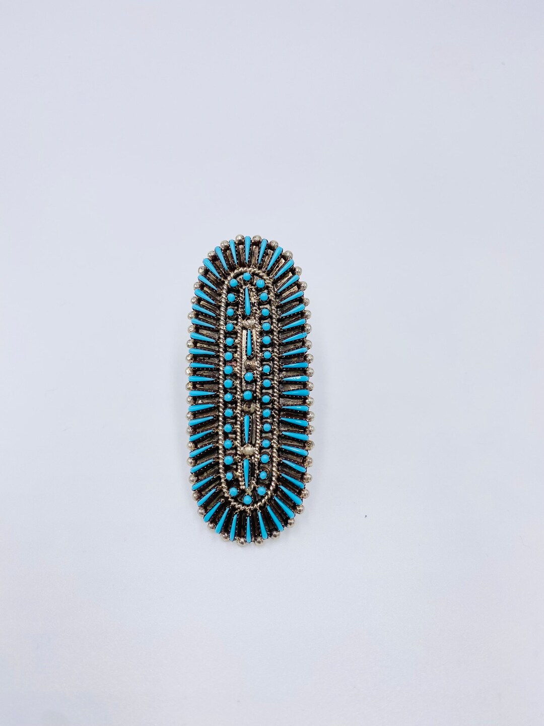 Long Zuni Turquoise Statement Ring - Etsy