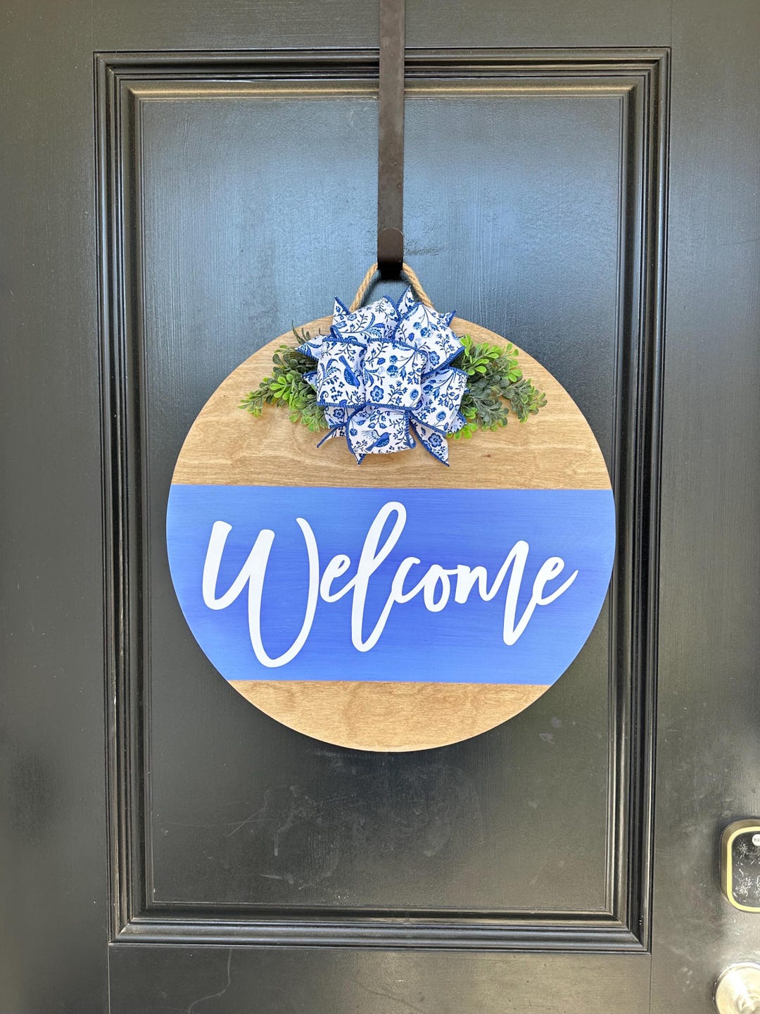 Front Door | Welcome | Periwinkle Stripe | Front Door Wreath | Door ...