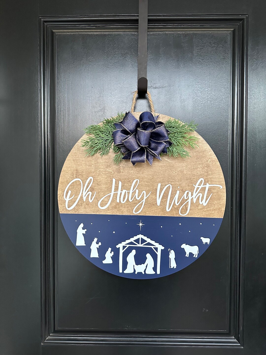Front Door | Oh Holy Night | Merry Christmas | Front Door Wreath | Door ...