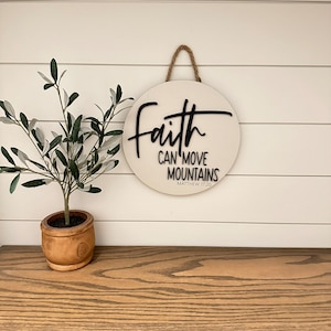 Christian | Faith Can Move Mountains | Front Door Wreath | Door Hanger ...