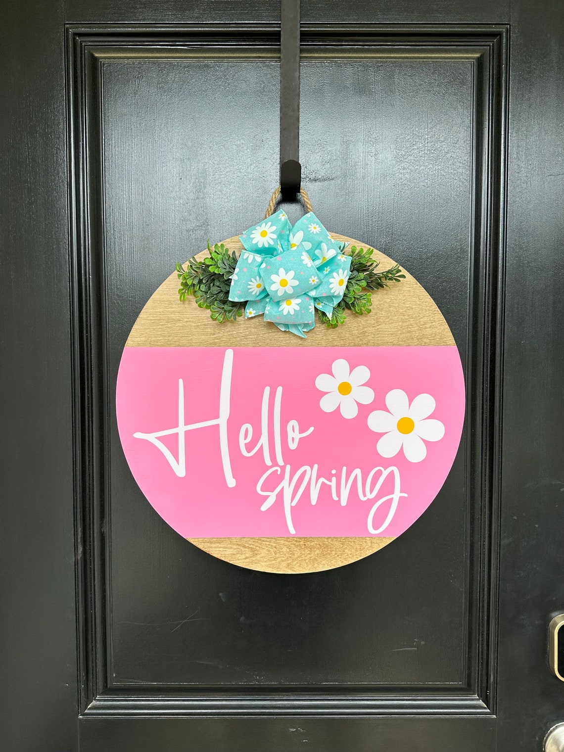 Front Door Hello Spring Pink Front Door Wreath Door Hanger Door Wreath ...