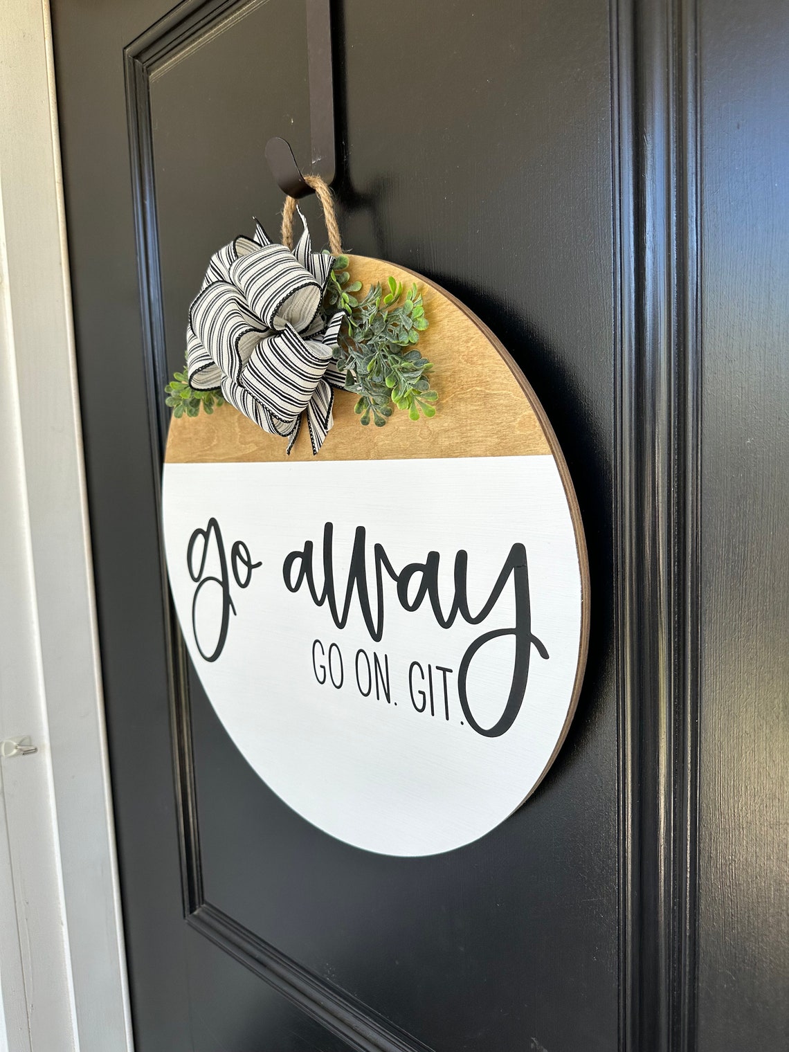 Front Door | Go Away Go on Git | Front Door Wreath | Door Hanger | Door ...