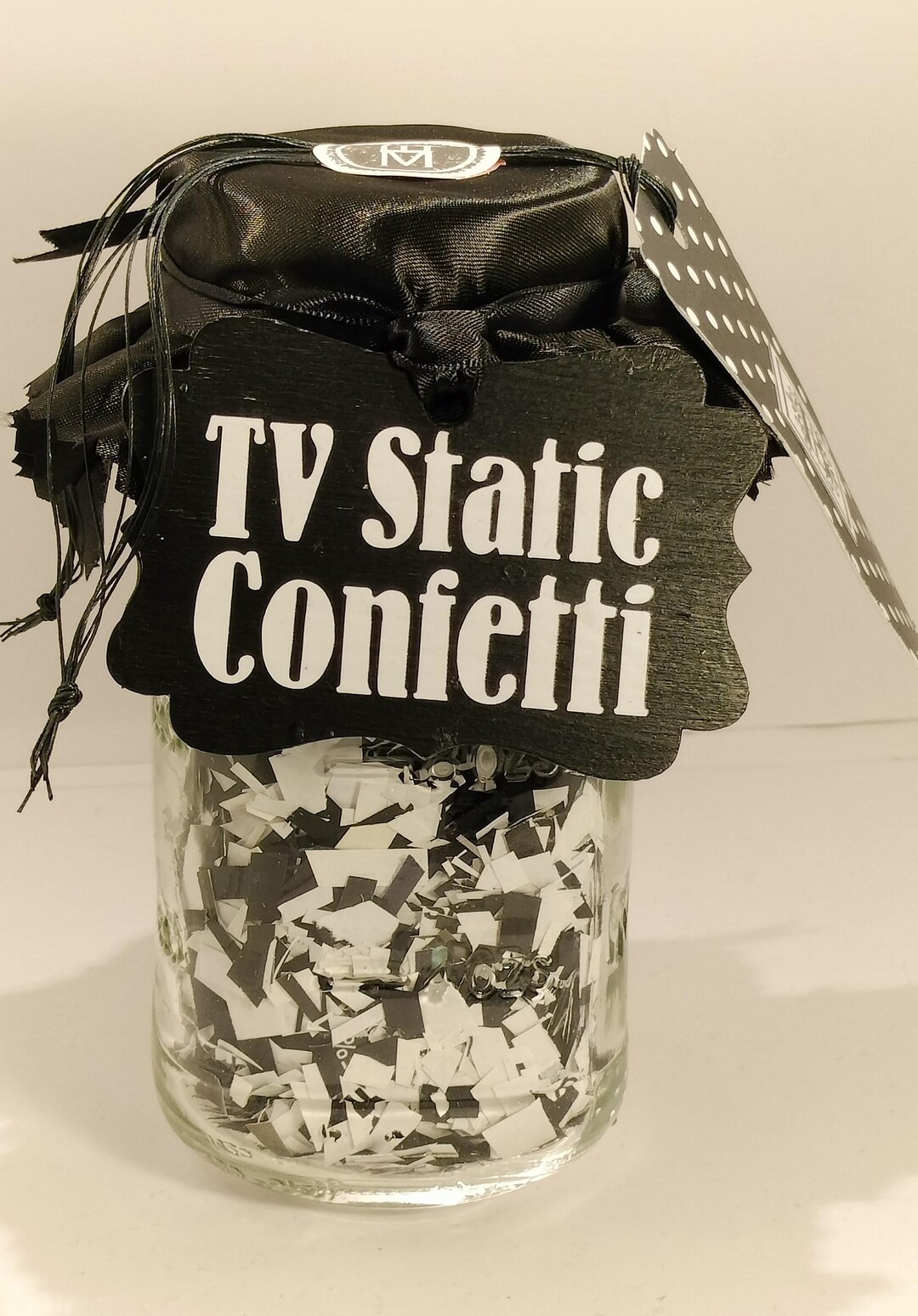 TV Static Scary Art Confetti Jar Black & White TV With Speck of Blue - Etsy