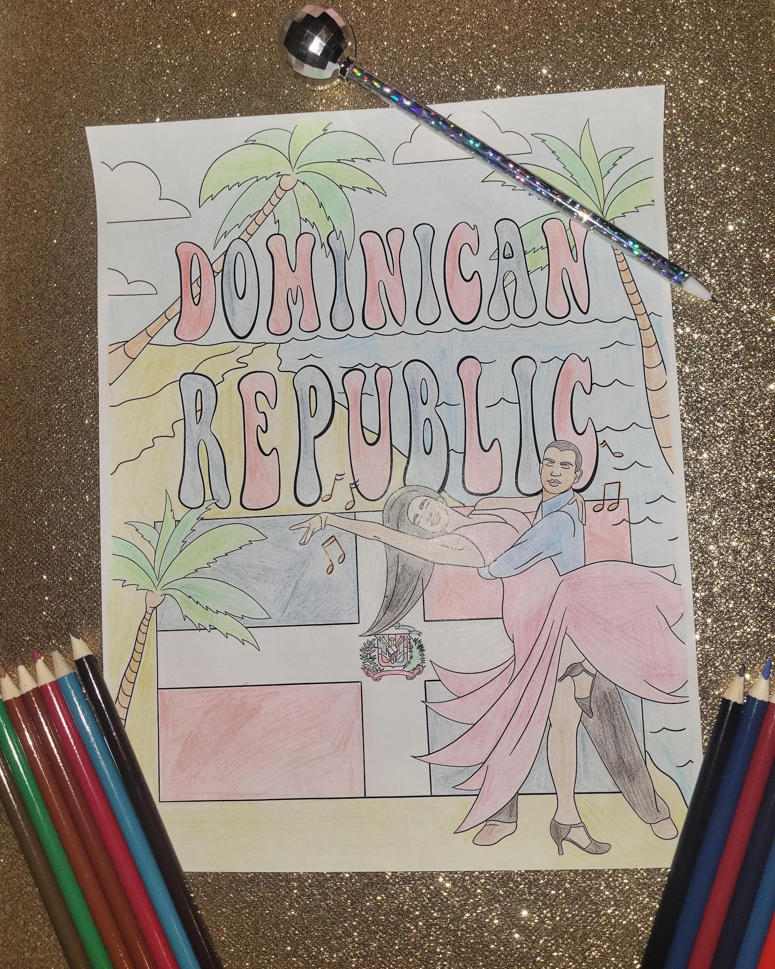 Dominican Republic Printable Coloring Page for Kids & Adults - Instant ...