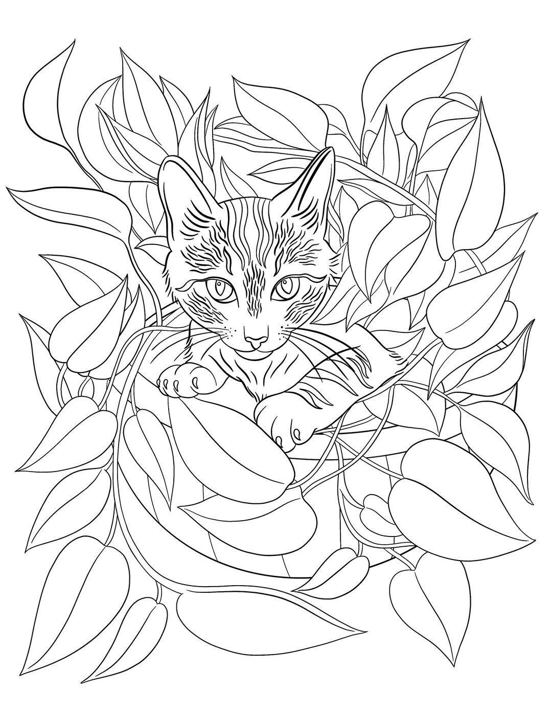 Cat Printable Coloring Page for Kids & Adults - Instant Download - Etsy