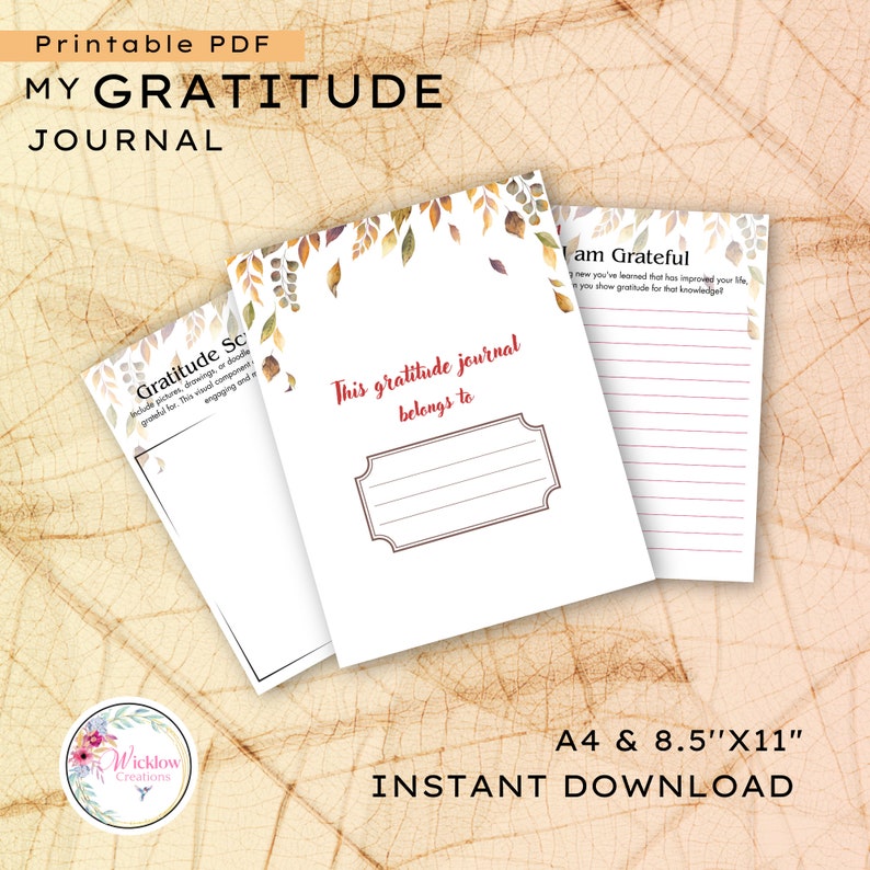 Printable Gratitude Journal Mindfulness & Reflection PDF Digital ...