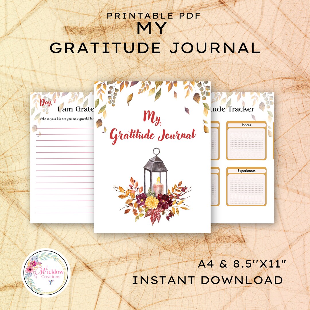 Printable Gratitude Journal Mindfulness & Reflection PDF Digital ...