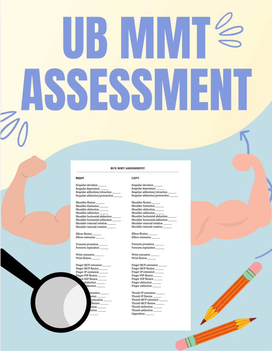 Upper Extremity MMT Assessment, Occupational Therapy, OT, Strength ...