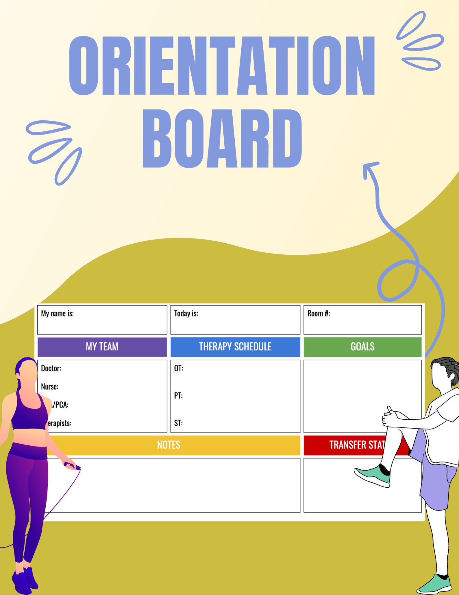 Patient Orientation Board, Occupational Therapy, OT, Physical Therapy ...
