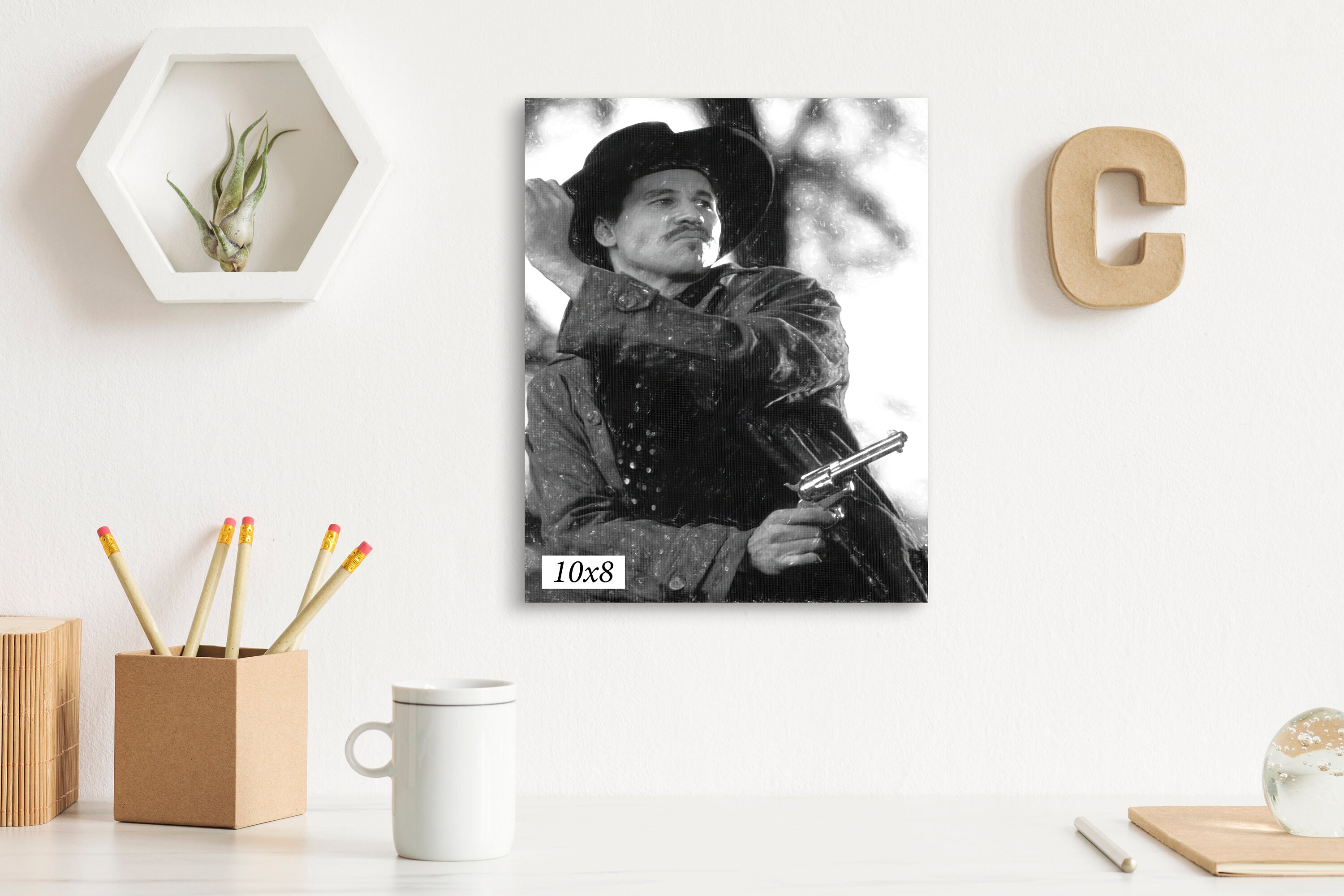 Doc Holliday Val Kilmer Famous Gunfighter Original Charcoal Print ...