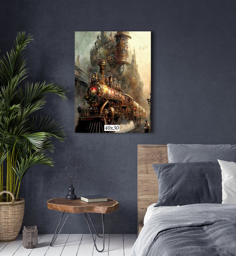 Steam Punk Train Decor Art Mechanism Engineering Artwork Clock Wall Art ...