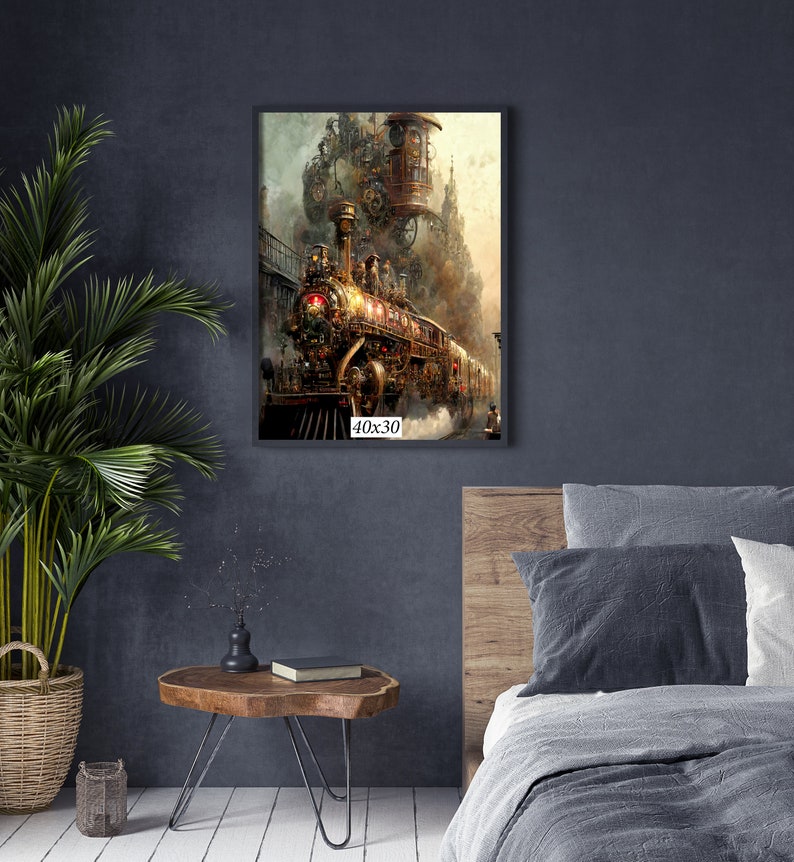 Steam Punk Train Decor Art Mechanism Engineering Artwork Clock Wall Art ...