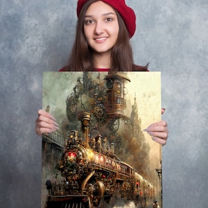 Steam Punk Train Decor Art Mechanism Engineering Artwork Clock Wall Art ...