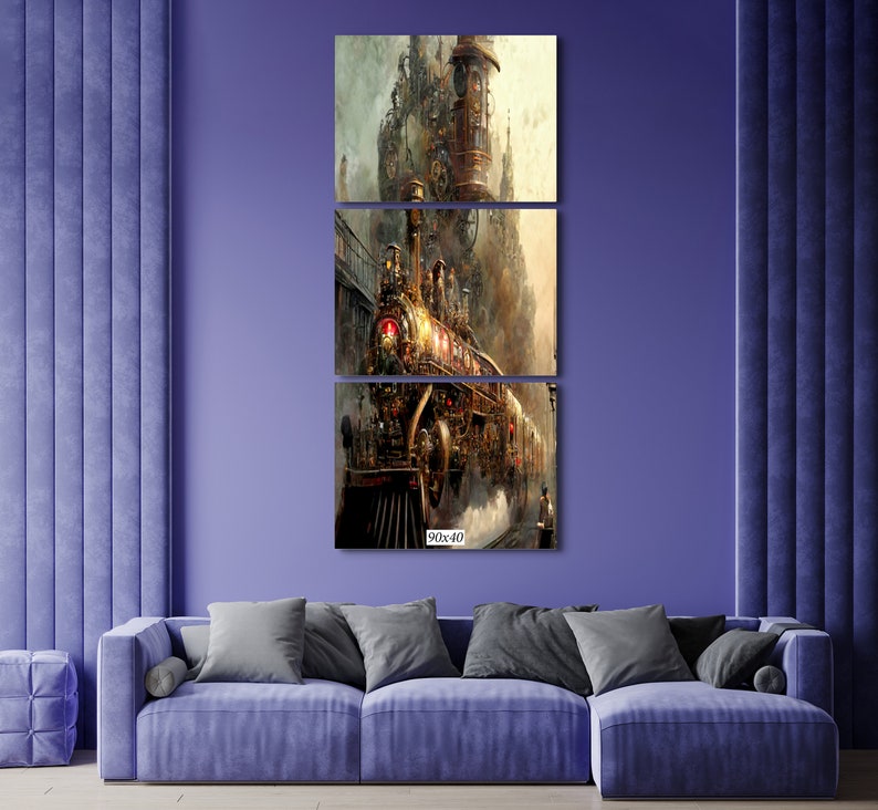 Steam Punk Train Decor Art Mechanism Engineering Artwork Clock Wall Art ...